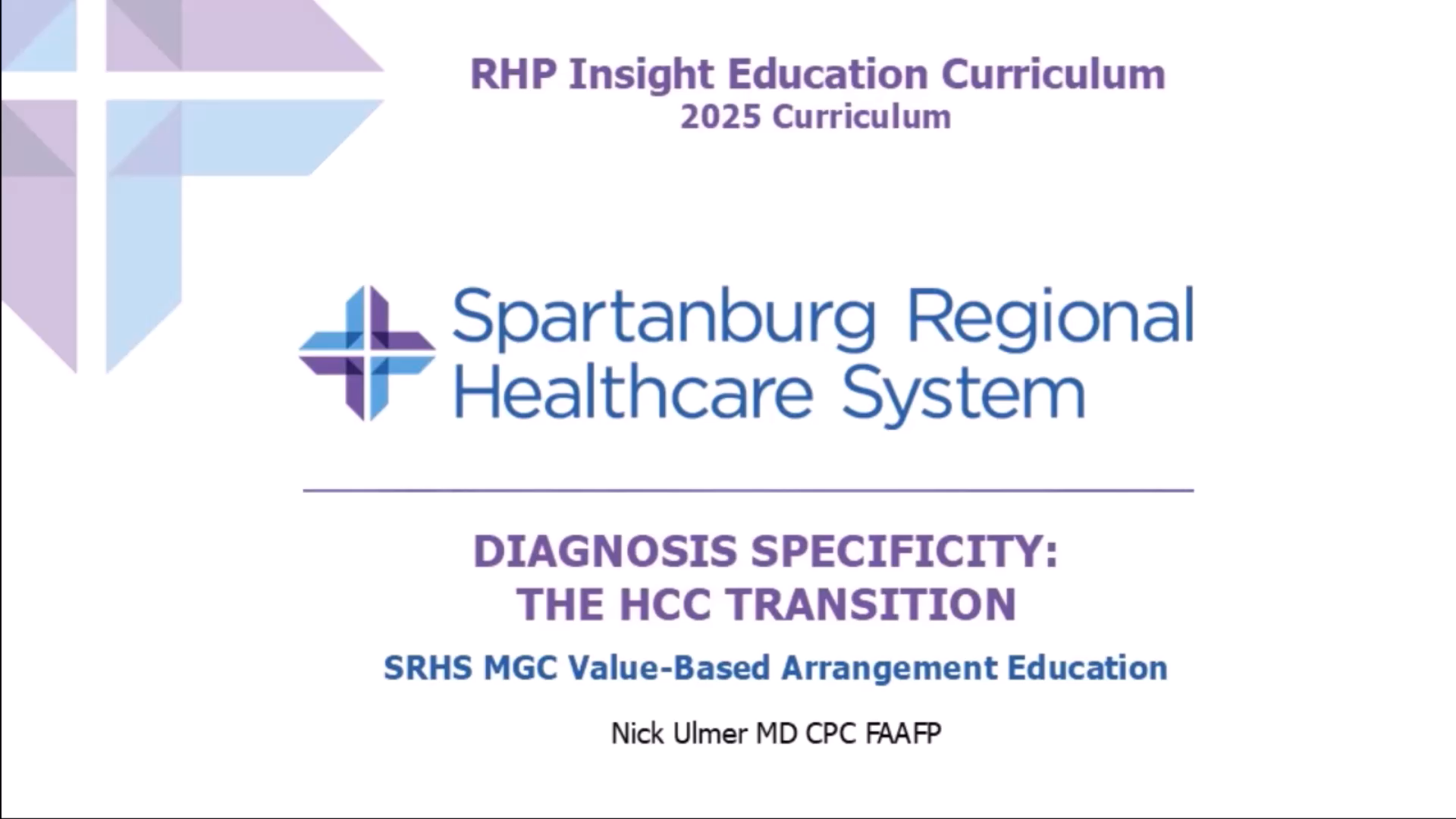 2025 Diagnosis Specificity: The HCC Transition – RHP Insight Courses